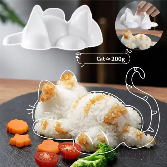 Cat Shaped Rice and Vegetable Roll Mold - Food Grade Sushi Styling Tool ...