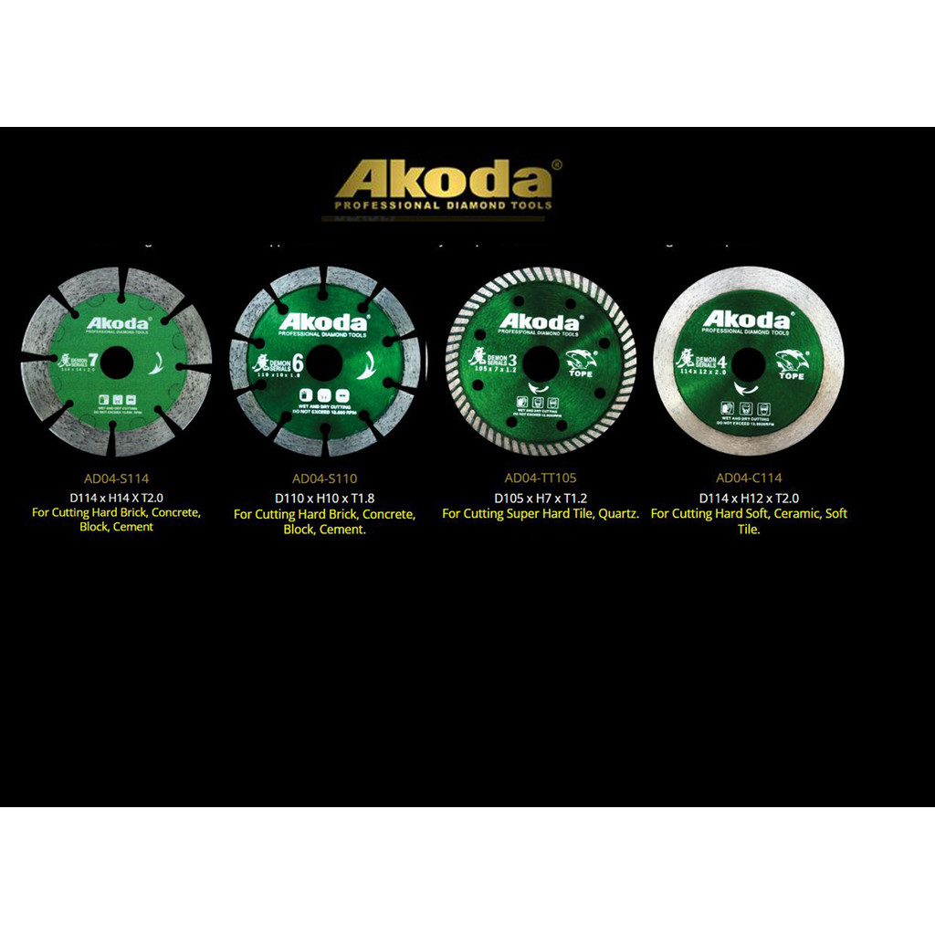 AKODA Demon Serials 4" Diamond disc Cutting Tile Mosaic Marble Granite ...