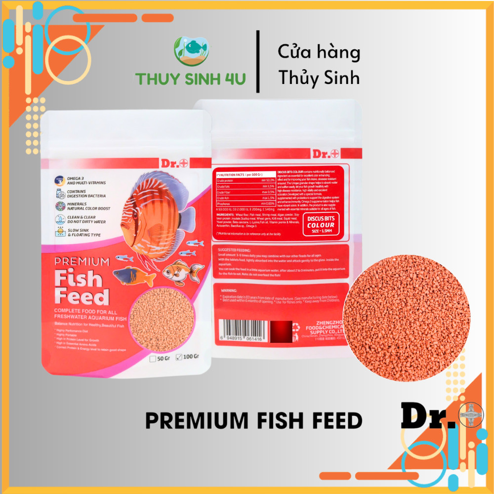 DR+ DISCUS BITS COLOUR aquarium fish food enhances color and supports ...