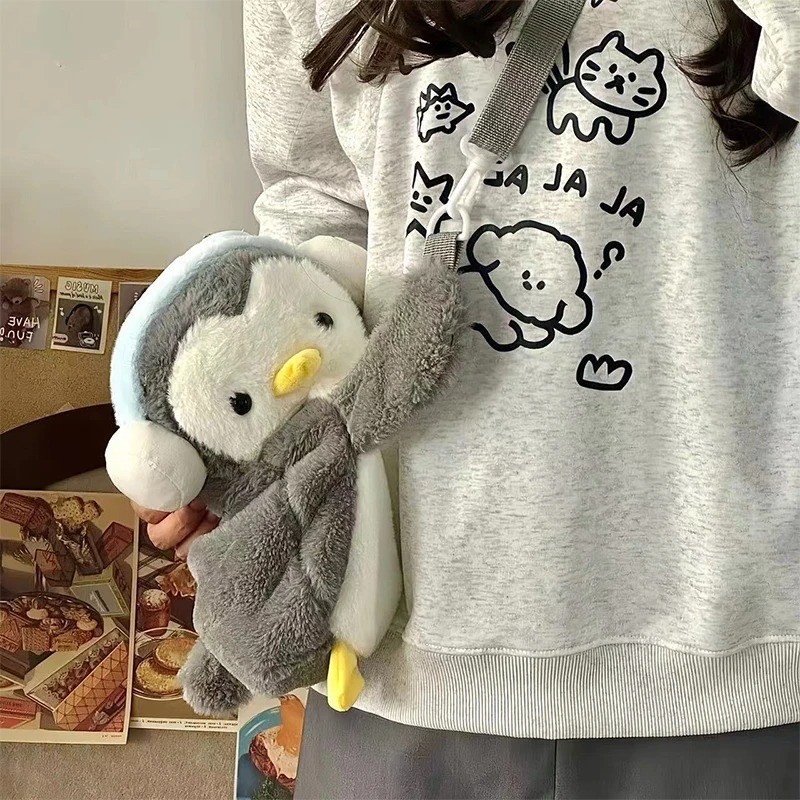 Kawaii Pingu Cartoon Cuddle Penguin Plush Messenger Bag Funny and ...
