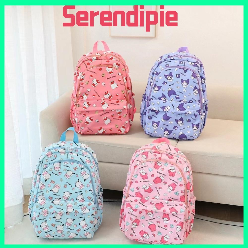 SERENDIPIE Sanrio Kids Backpack, Large Capacity Nylon Kindergarten School Backpack, Kuromi ...