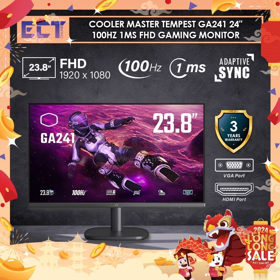 Cooler Master GA241 24" (1920 x 1080) 100Hz 1Ms FHD Gaming Monitor ...