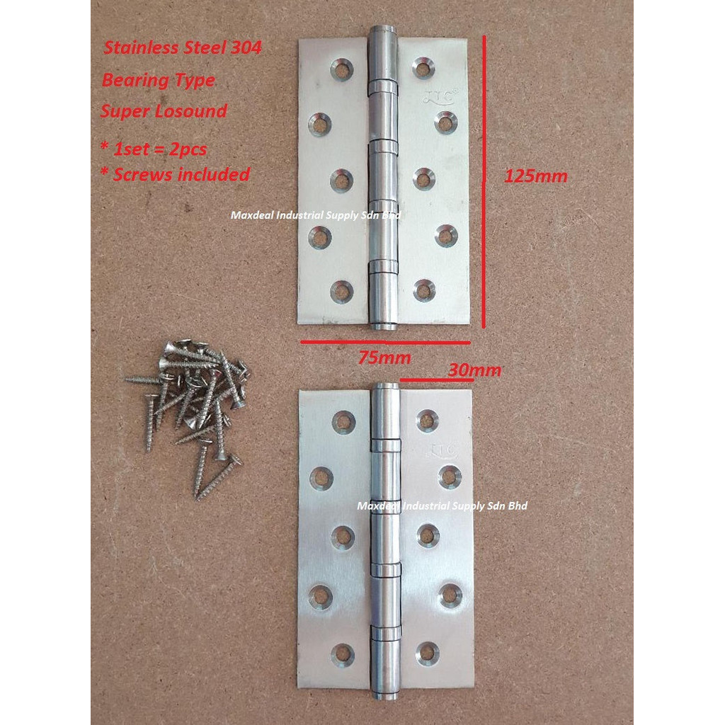 Heavy Duty JTC 5" Stainless Steel 304 SUPER LOSOUND Bearing Door Hinges ...