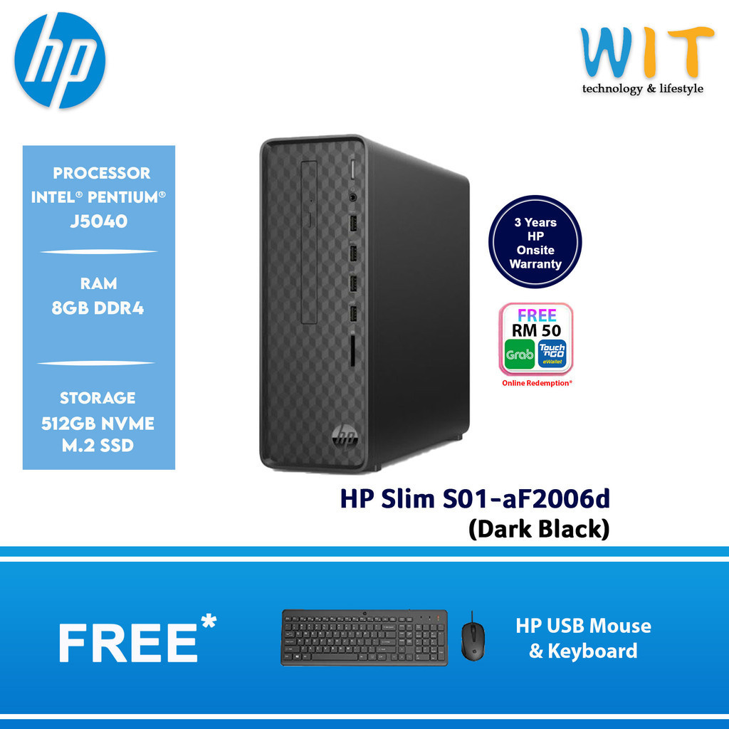 HP Slim S01-aF2006d Desktop PC (Intel Pentium Silver J5040/8GB RAM ...