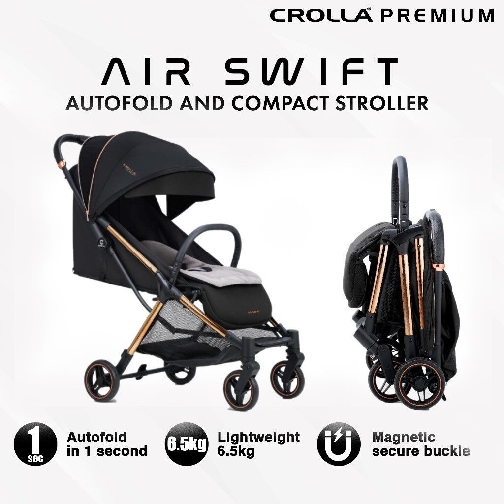 Crolla Premium Air Swift Auto Fold Baby Stroller Metallic Gold 0-22kg ...