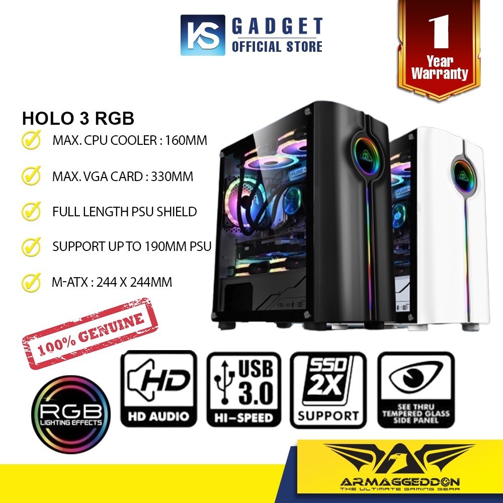 Armaggeddon Tron Holo 3 MATX PC RGB Gaming Case | Shopee Malaysia