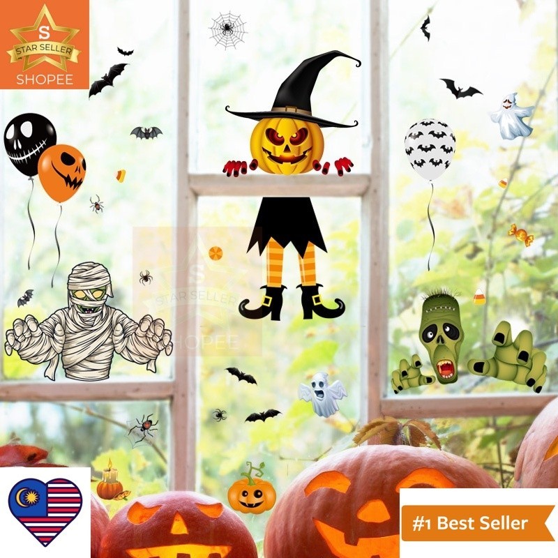 (MW)Funny Skeleton Halloween Wall Sticker Decoration / Self-adhesive ...