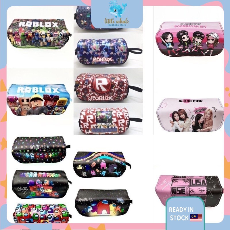 🐳Trendy Roblox Among Us Black Pink School Pencil Case Kids Pencil Case ...