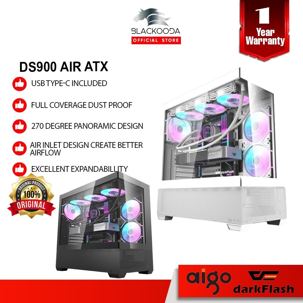AIGO DARKFLASH DS900 Air ATX PC Case Black/White | Shopee Malaysia