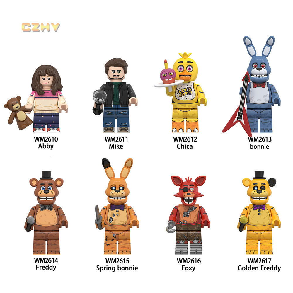 FNAF Mini Toys Freddy Chica Bonnie Foxy Abby Mike Figures Building ...