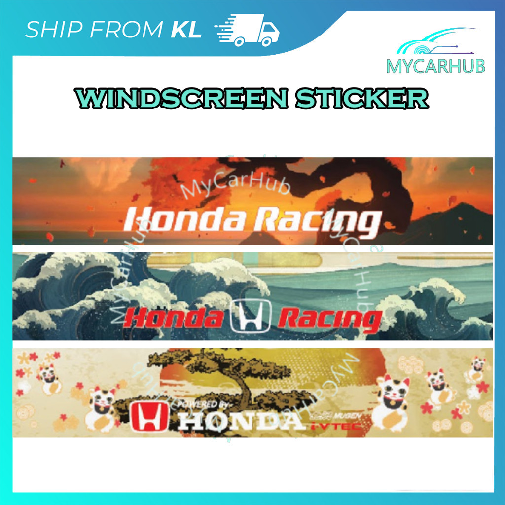 Windscreen Sticker Honda Racing Design 52 X 10 inch Pelekat Cermin ...