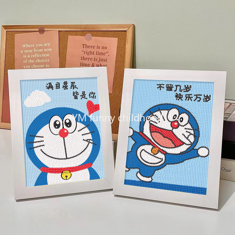 23X18cm with frame Kids Diamond Painting Doraemon cartoon diamond ...