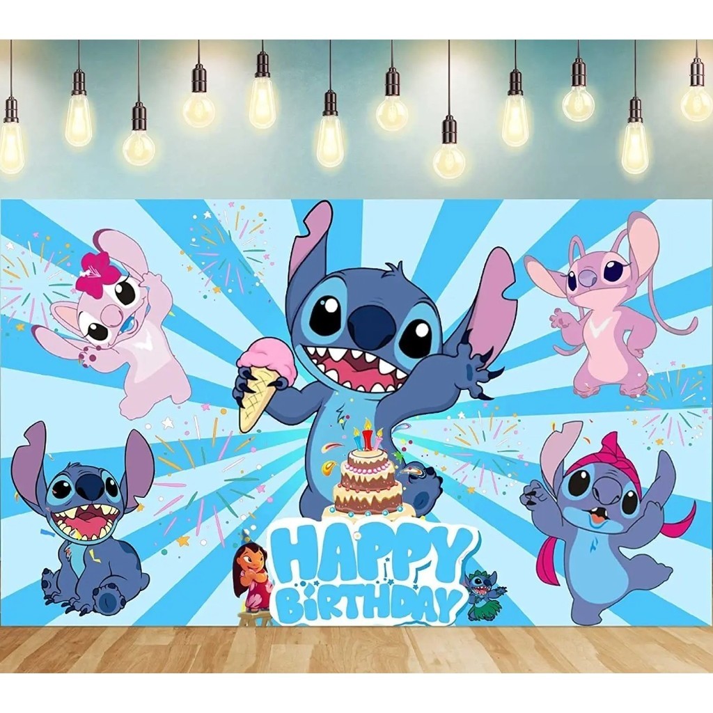 STITCH birthday party background cloth 120 * 80cm fabric activity ...