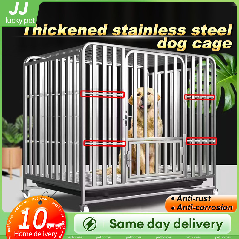 Stainless Steel Dog Cage large With Mat Tray Silent Wheel Suitable For ...