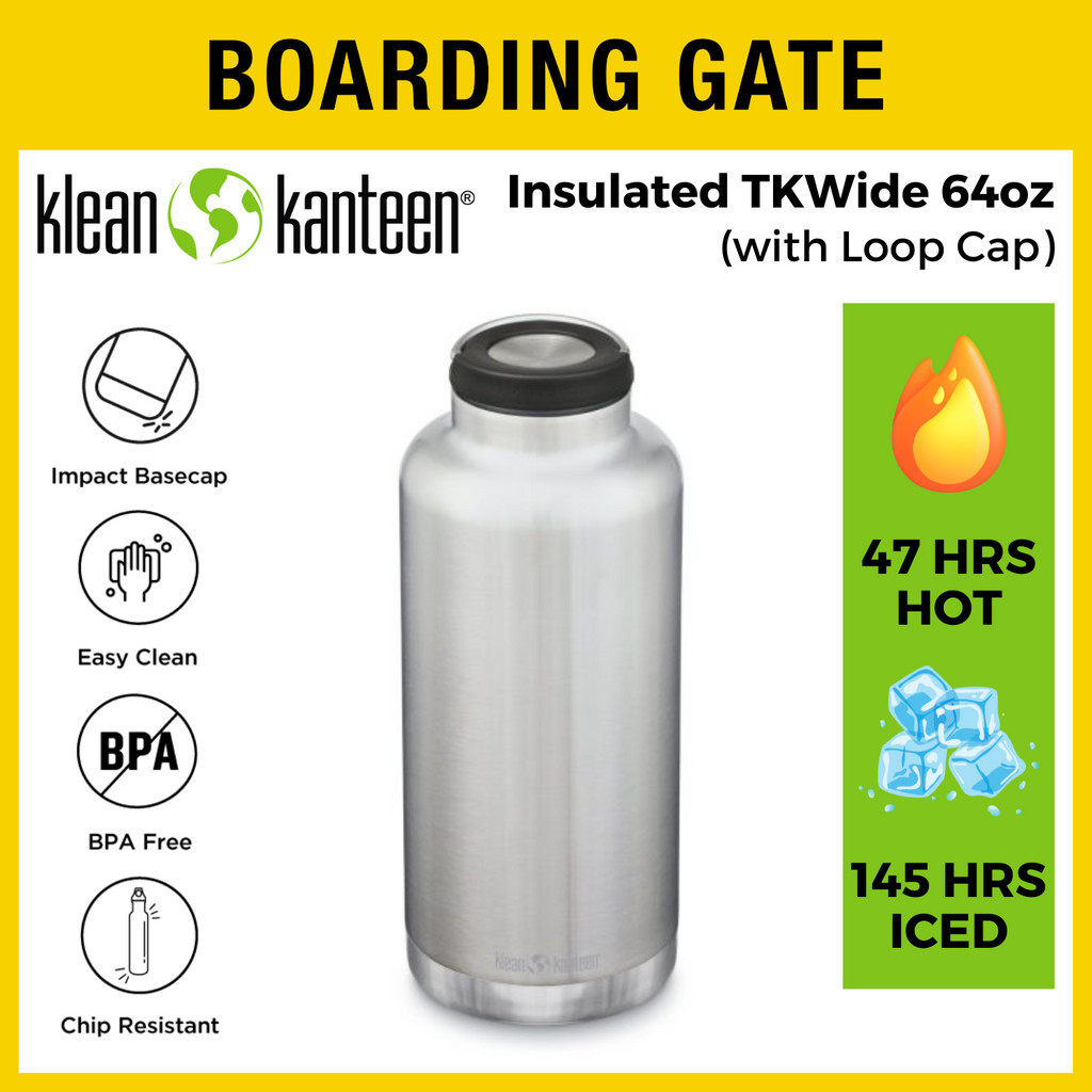Klean Kanteen Insulated TKWide 64oz Water Bottle (with Loop Cap ...
