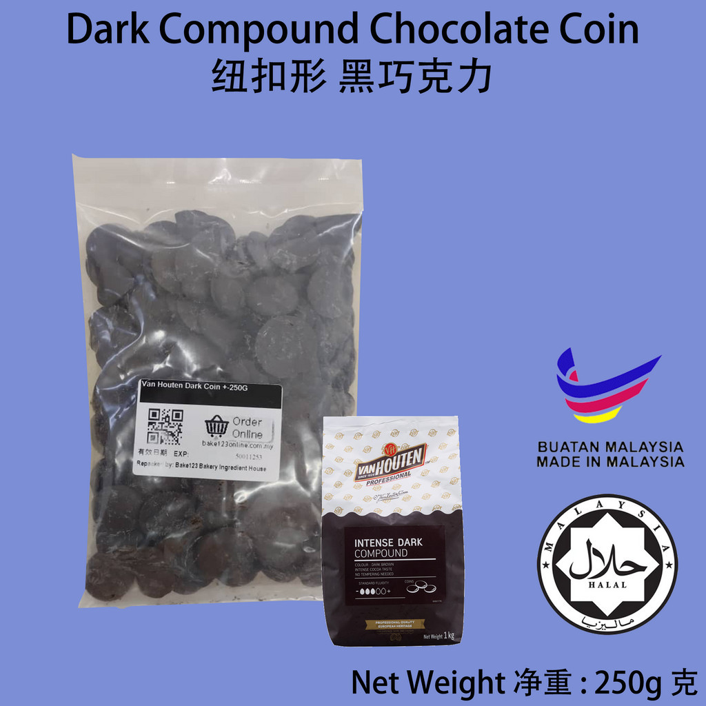 Van Houten Dark Compound Choocolate Coin 250g / Vanhouten Dark ...