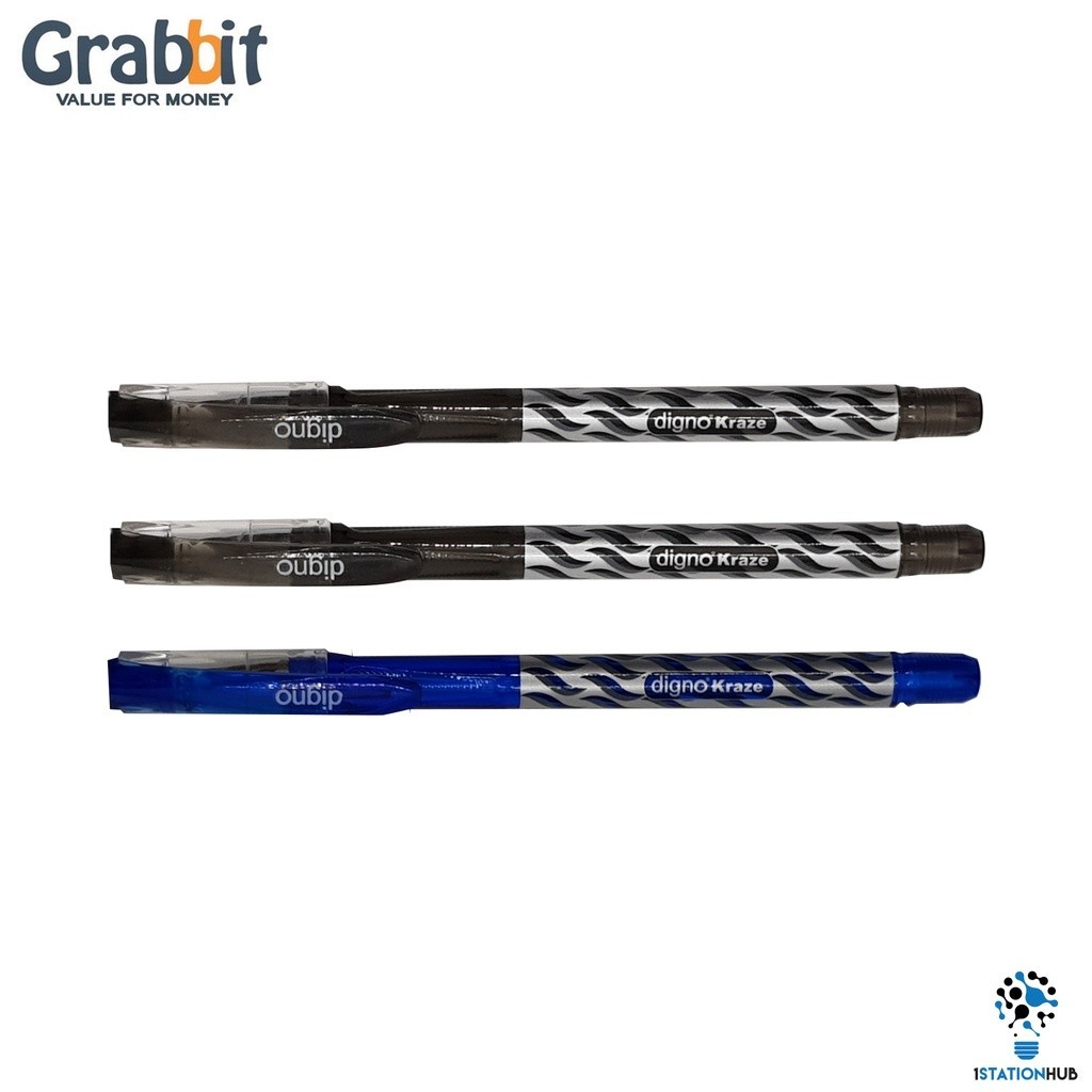 Grabbit Digno Kraze 0.7mm Needle Tip Pen | Black & Blue | 3 Pens | Home ...