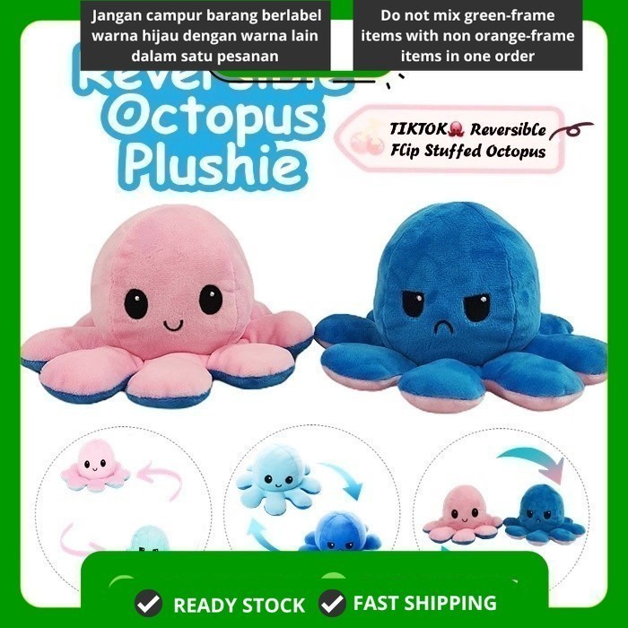 Flip Octopus Doll Viral Reversible Octopus Plush Reversible Bipolar ...