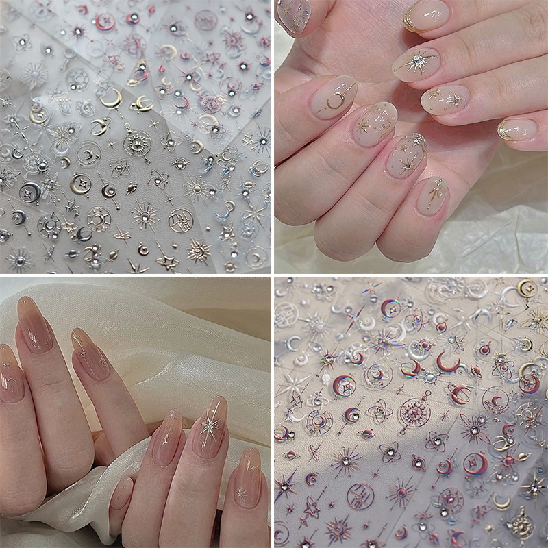 Hari Raya Nail Sticker Classic Moon Star Nail Stickers Ramadan Nail ...