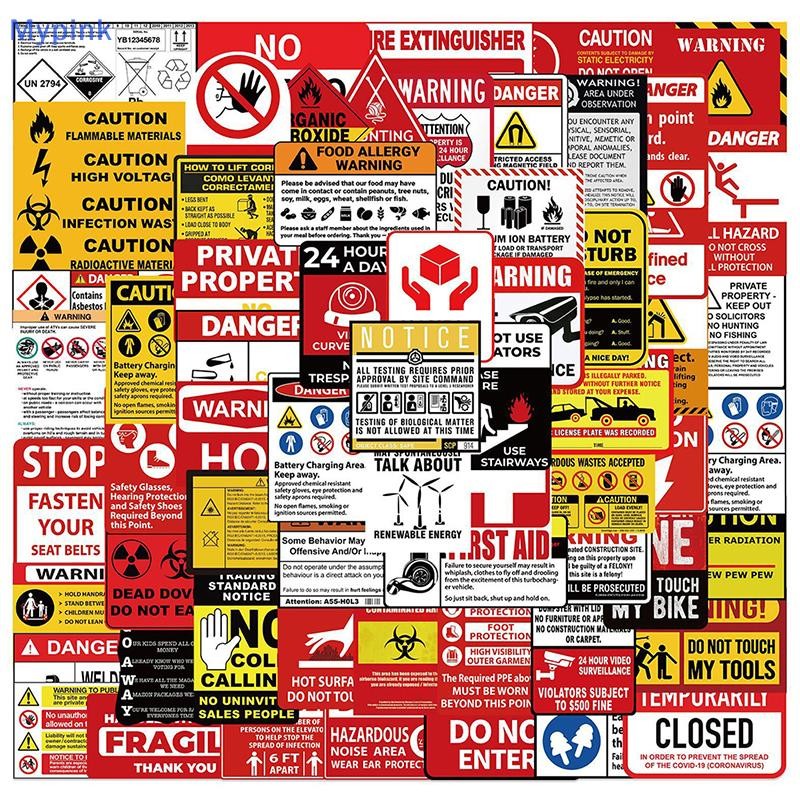 Mypink 75Pcs Warning Stickers Danger Banning Signs Reminder Decal ...