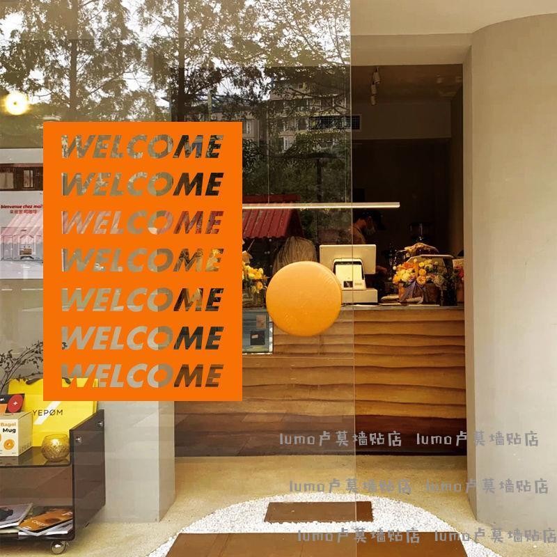 Coffee Shop Clothing Store Glass Door Stickers Simple English