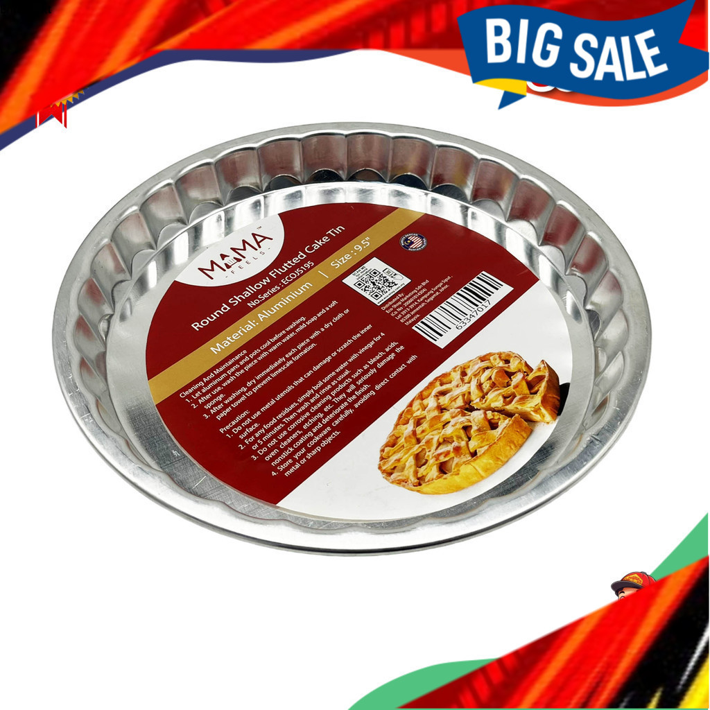 PLUS Loyang Bulat, Tray Bulan, Aluminium Round Shape Fluted Cake Tin 9 ...
