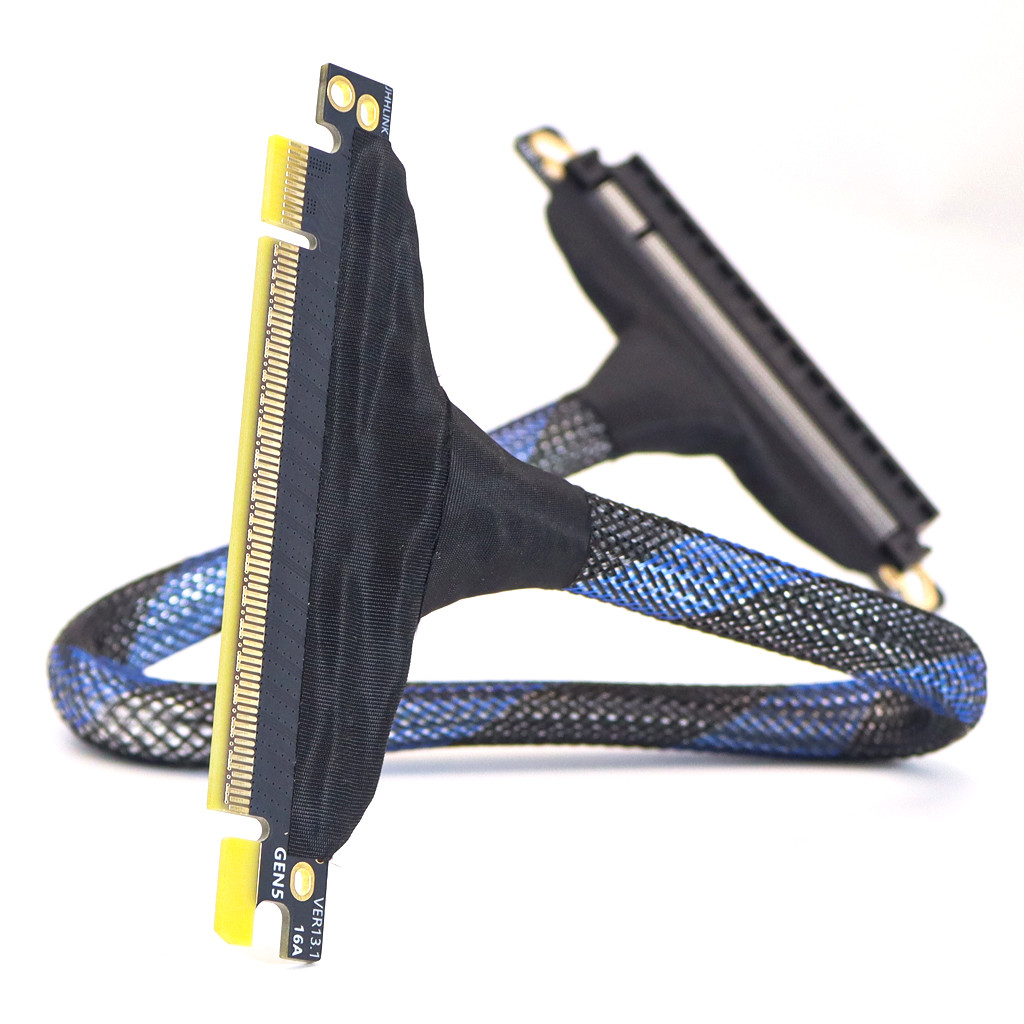 PCIe 5.0 x16 Extension Cable PCI-E Gen5 High Speed Silver-plated ...