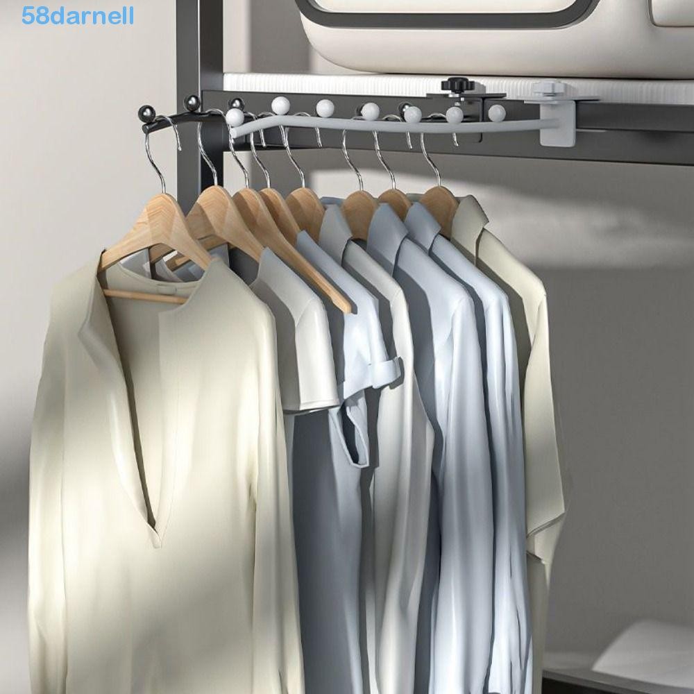 DARNELL Wall Mount Clothes Hanger, Iron Black/White Clothes Drying Rack ...