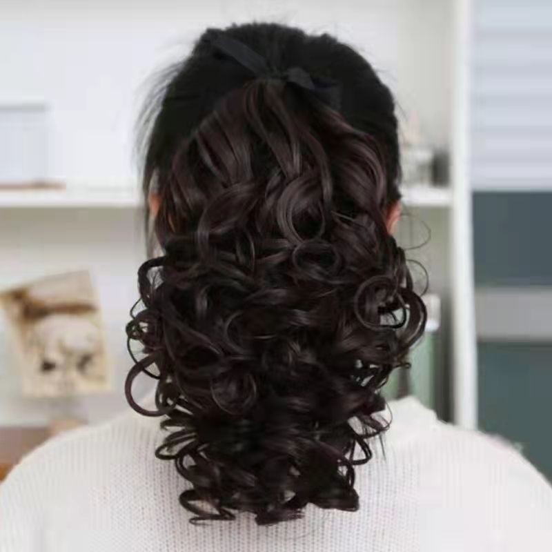 Simulation Hair Wig Ponytail Female Curly Hair Short Style Realistic ...