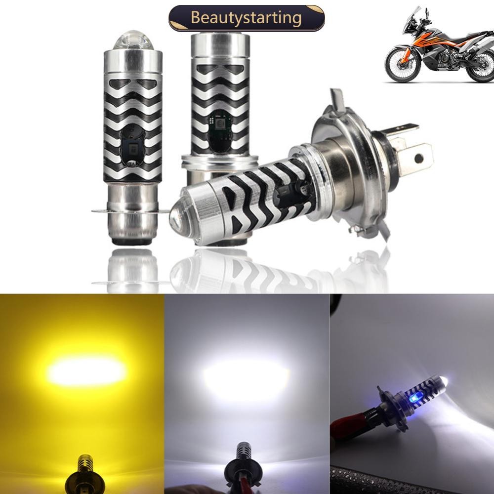 BEAUTYSTARTING Motorcycle Headlight LED H4 H6 BA20D P15D H4 Hi/Low Dual Colors Headlight ...