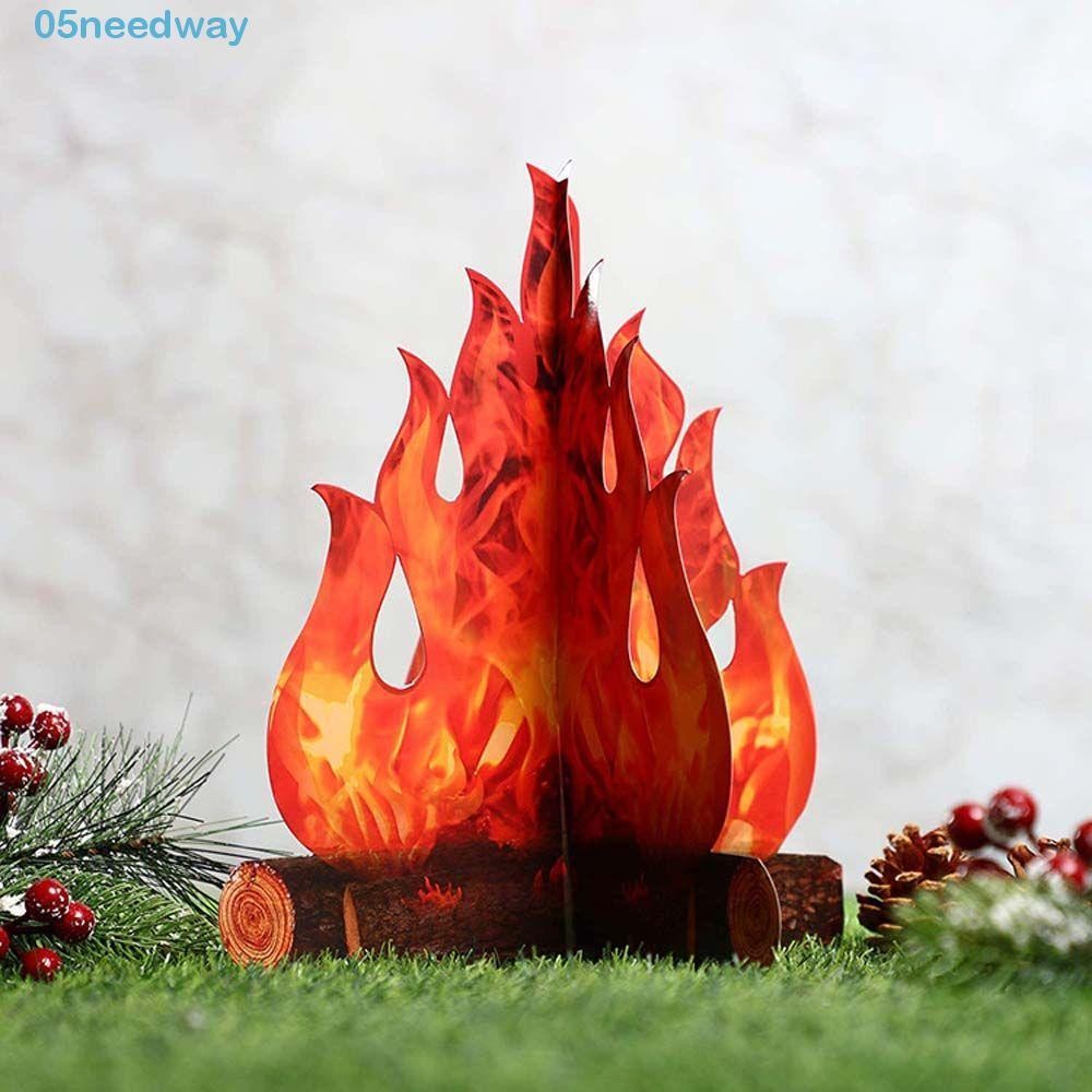 NEEDWAY 3D Paperboard Campfire Fake Cardboard Flame Halloween ...