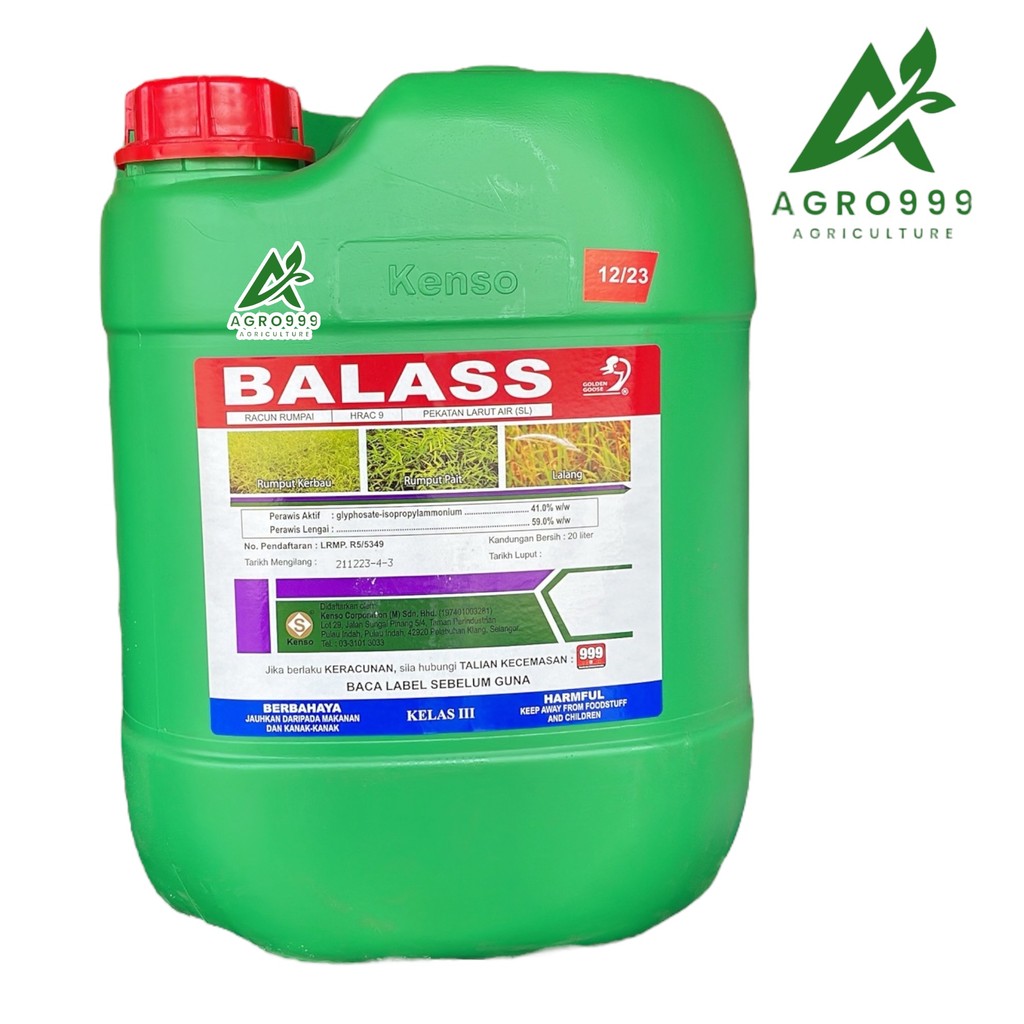 20L BALASS Kenso (Sama Roundup Ecomax Ken up) Glyphosate 41% Rumput ...
