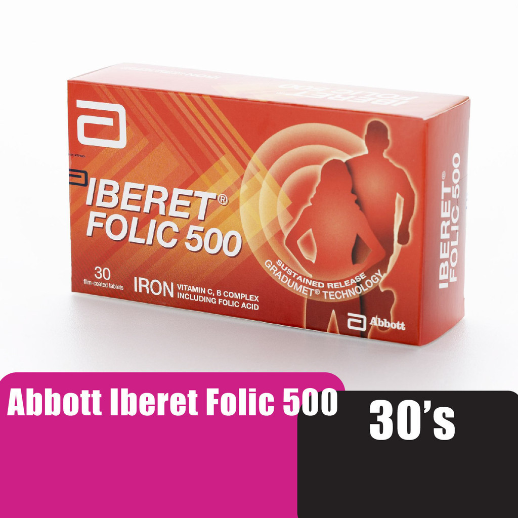 Abbott Iberet Folic 500 30's with Iron and Folic Acid (for Pregnant and ...