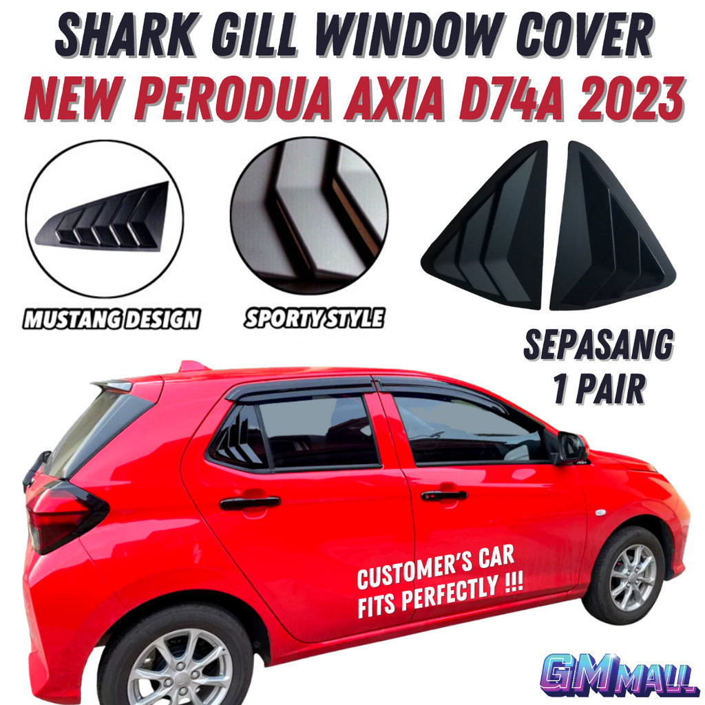 2PC NEW PERODUA AXIA 2024 Mustang Rear Side Window louver Cover ...