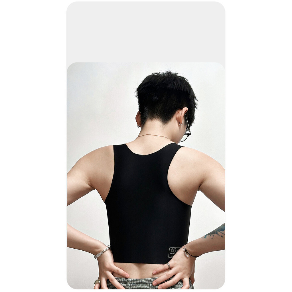 Zipper Chest Binder Trackless Zip Up Breast Binder Crop Top Underwear ...
