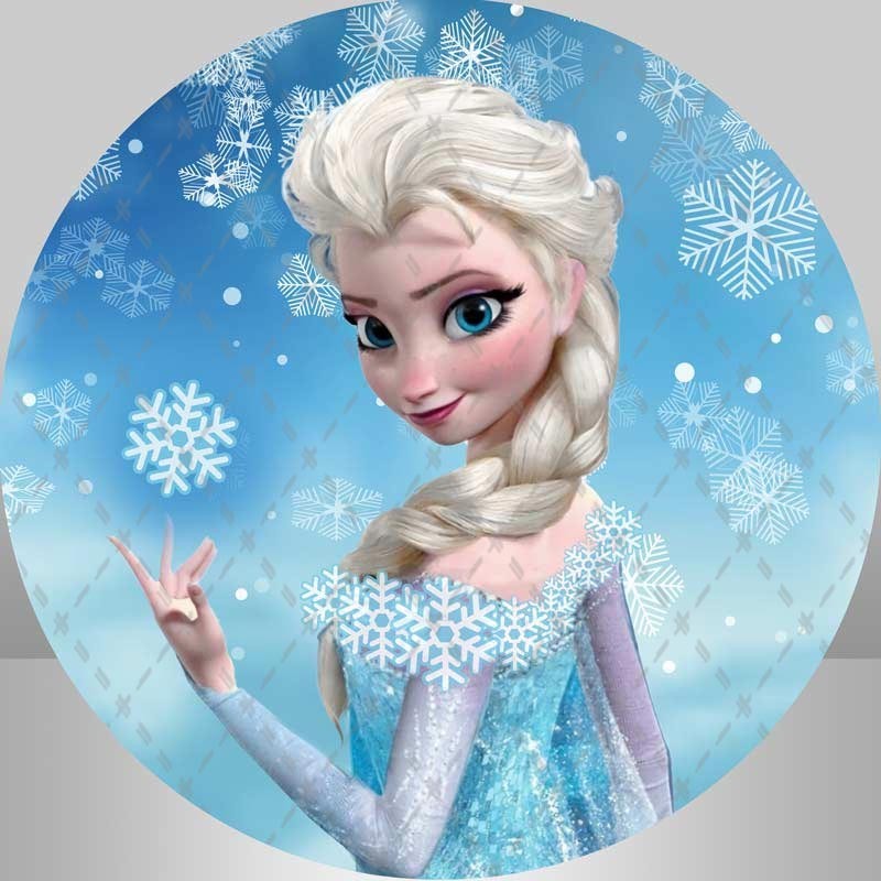 Ice Princess Elsa Round Birthday Backdrop For Photography Baby Shower ...