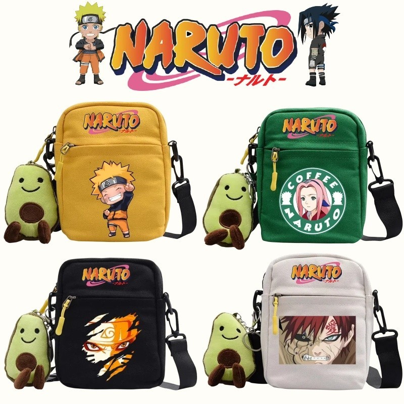 Naruto shoulder bag canvas crossbody popular anime print with pendant ...