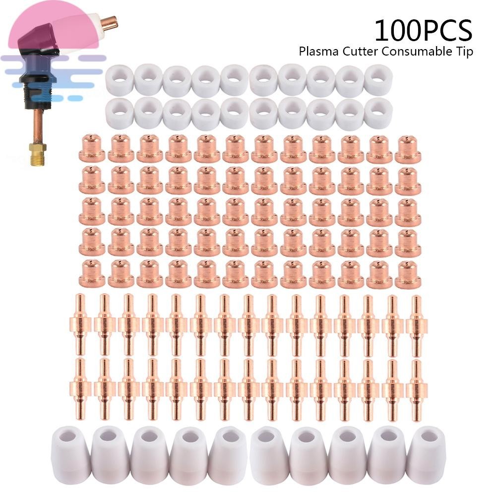100pcs Plasma Cutting Consumables Kit Electrodes Nozzle Cups Plasma ...
