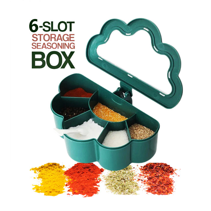 Six Compartment Seasoning Box Set Plastic Spice Box Kitchen Condiment ...