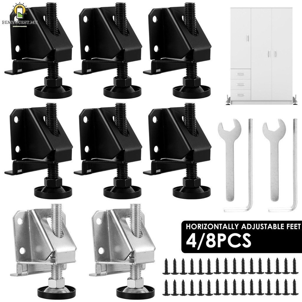 4/8Pcs Furniture Leveling Feet 0-2inch Adjustable Height Heavy Duty ...