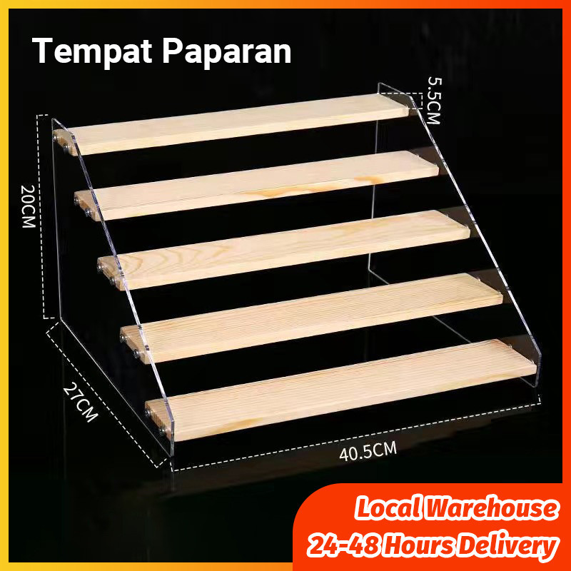 2-5 Layers Clear Acrylic Wood Display Stand Figure Display Rack Storage ...