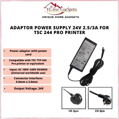 Adaptor Power Supply 24V 2.5/3A for TSC 244 Pro Printer | Shopee Malaysia