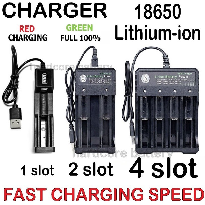 Portable USB 18650 lithium smart fast charger 1 2 4 slot 3.7V li-ion ...