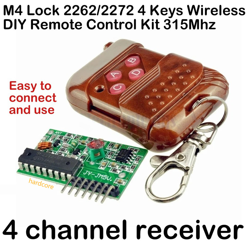 M4 Lock 2262 2272 4 channel Keys Wireless Universal 315Mhz Remote ...
