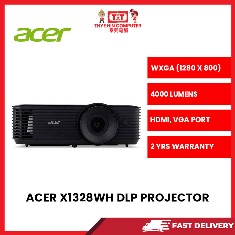 ACER X1328WH DLP PROJECTOR (WXGA RES,4000 ANSI LUMENS,HDMI, VGA PORT ...
