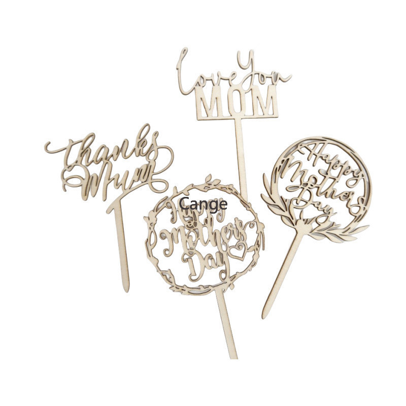 Ins Wind Wooden Cake Decoration Mother's Day Wooden Cake Plugin Cake ...