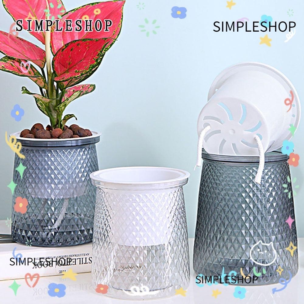 SIMPLESHOP Flower Pot Visible Water Level Self Watering Plant Pot Durable Plastic Garden ...