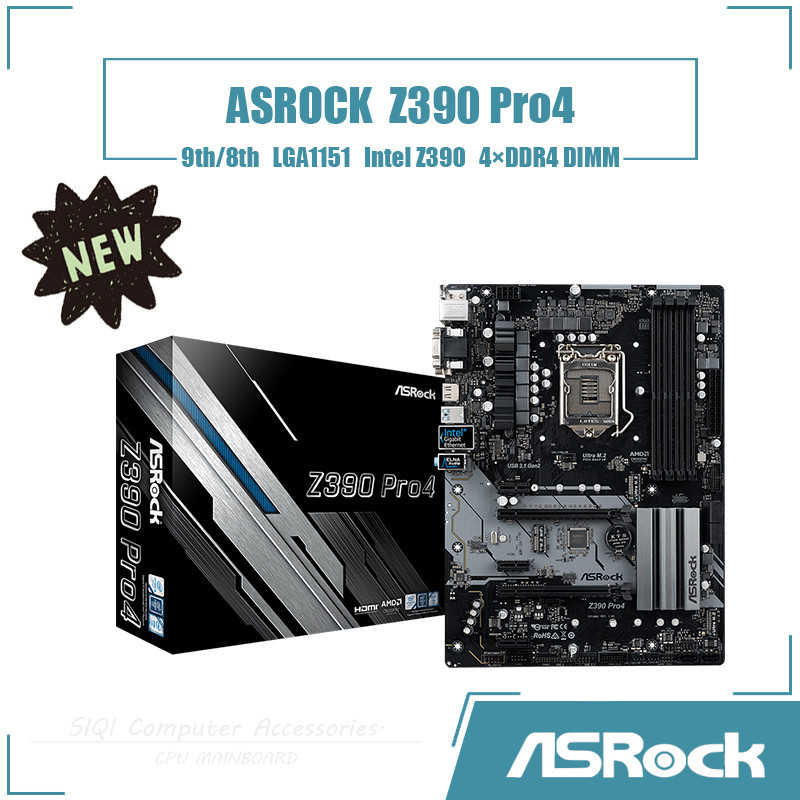ASROCK Z390 Pro4 Motherboard Adopting Intel Z390 chipset, 9th/8th ...