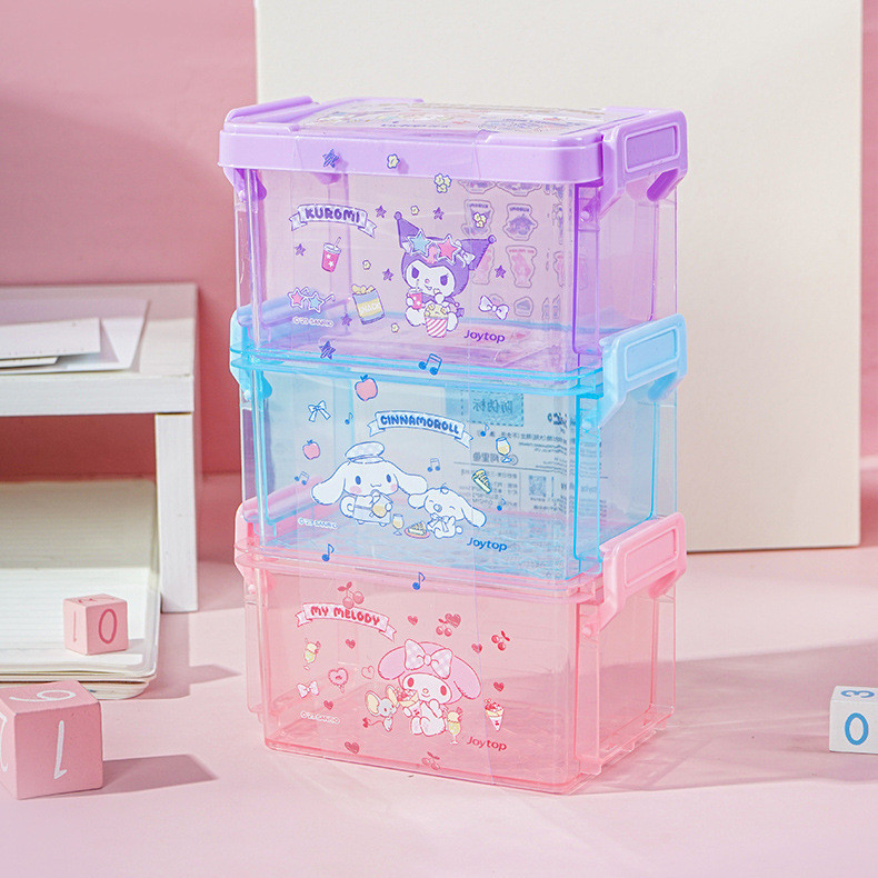 3pcs/set Sanrio Stackable Storage Box Desktop Organizer Transparent ...