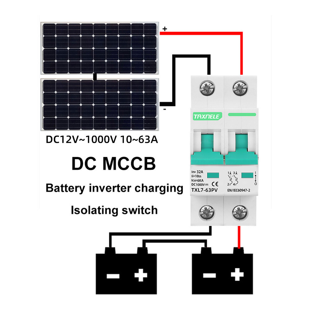 TAXNELE TXL7-63PV 2P 10A 16A 20A 25A 32A 40A 50A 63A DC MCB L7 Solar PV Mini Circuit Breaker DC ...